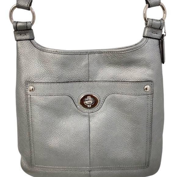 Coach | Bags | Coach Penelope Gray Metallic Leather Crossbody | Poshmark